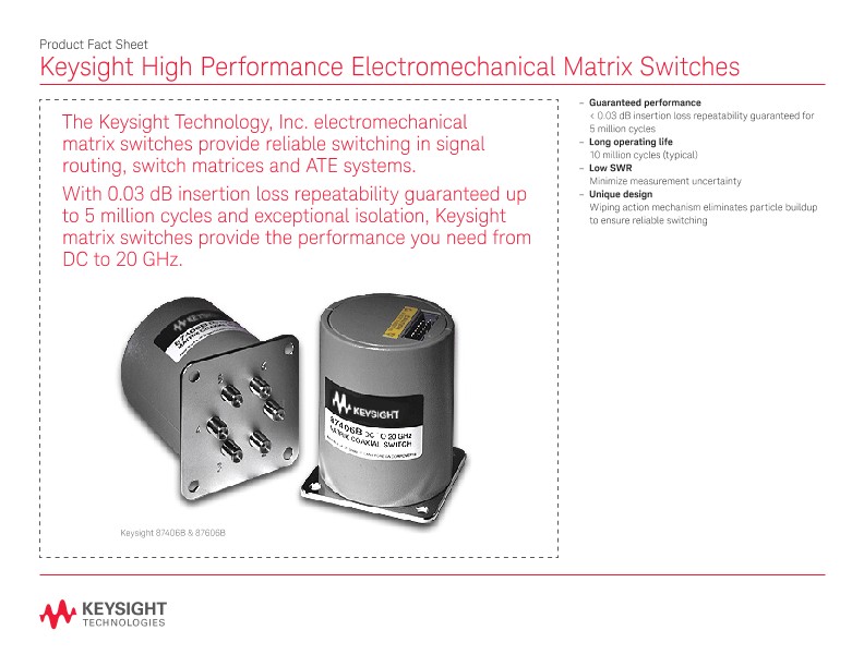 High Performance Electromechanical Matrix Switches PDF Asset Page | Keysight